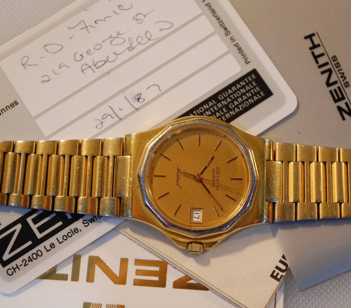 SOLD 1987 Zenith Mistral men's watch with papers - Birth Year Watches
