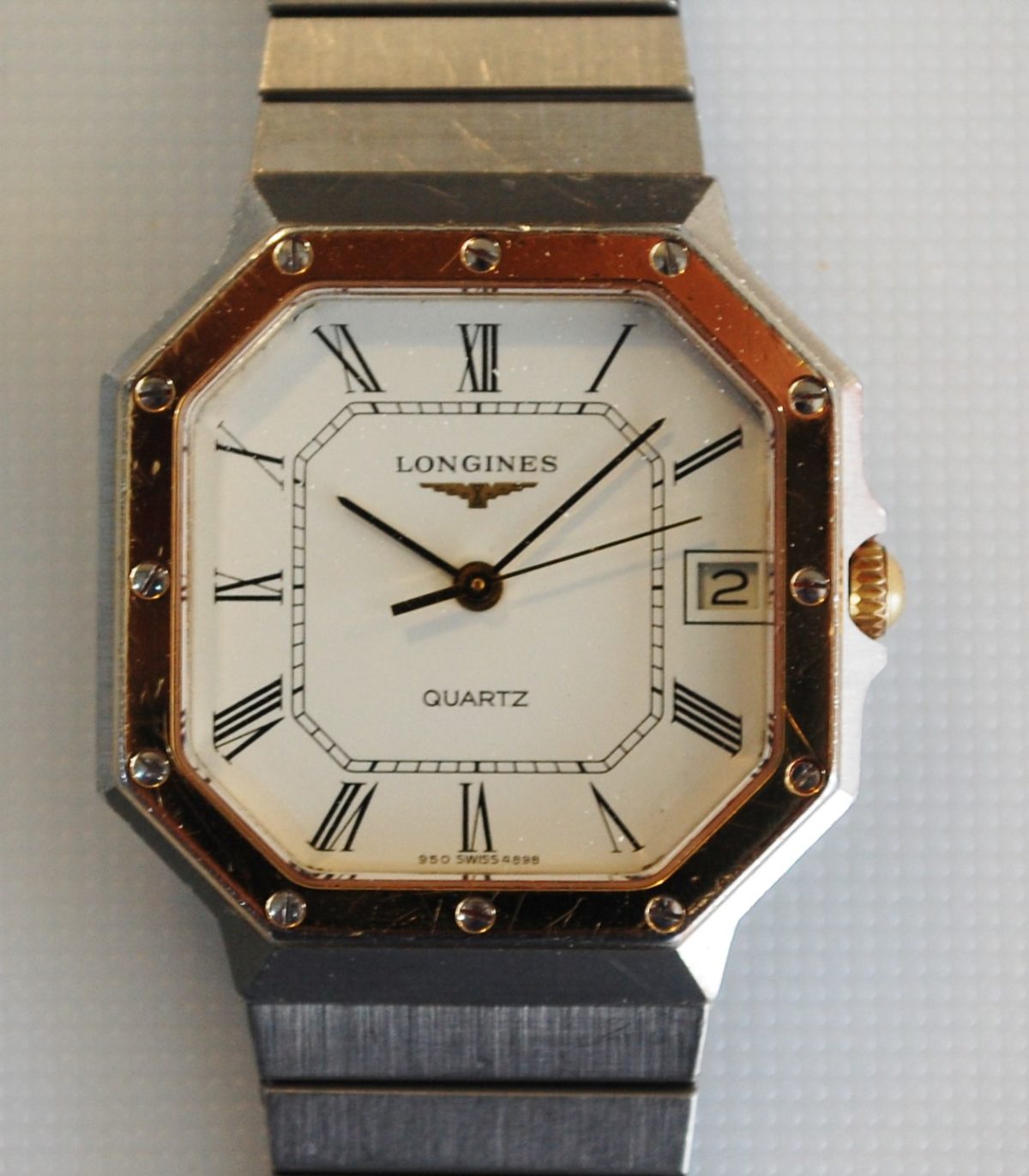 SOLD 1988 Longines hexagonal watch with box and papers - Birth Year Watches