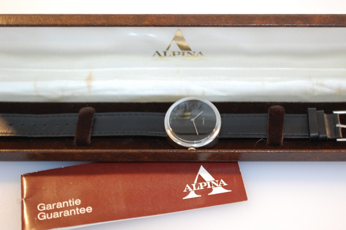 SOLD 1988 Alpina men's oval watch with box and papers - Birth Year Watches