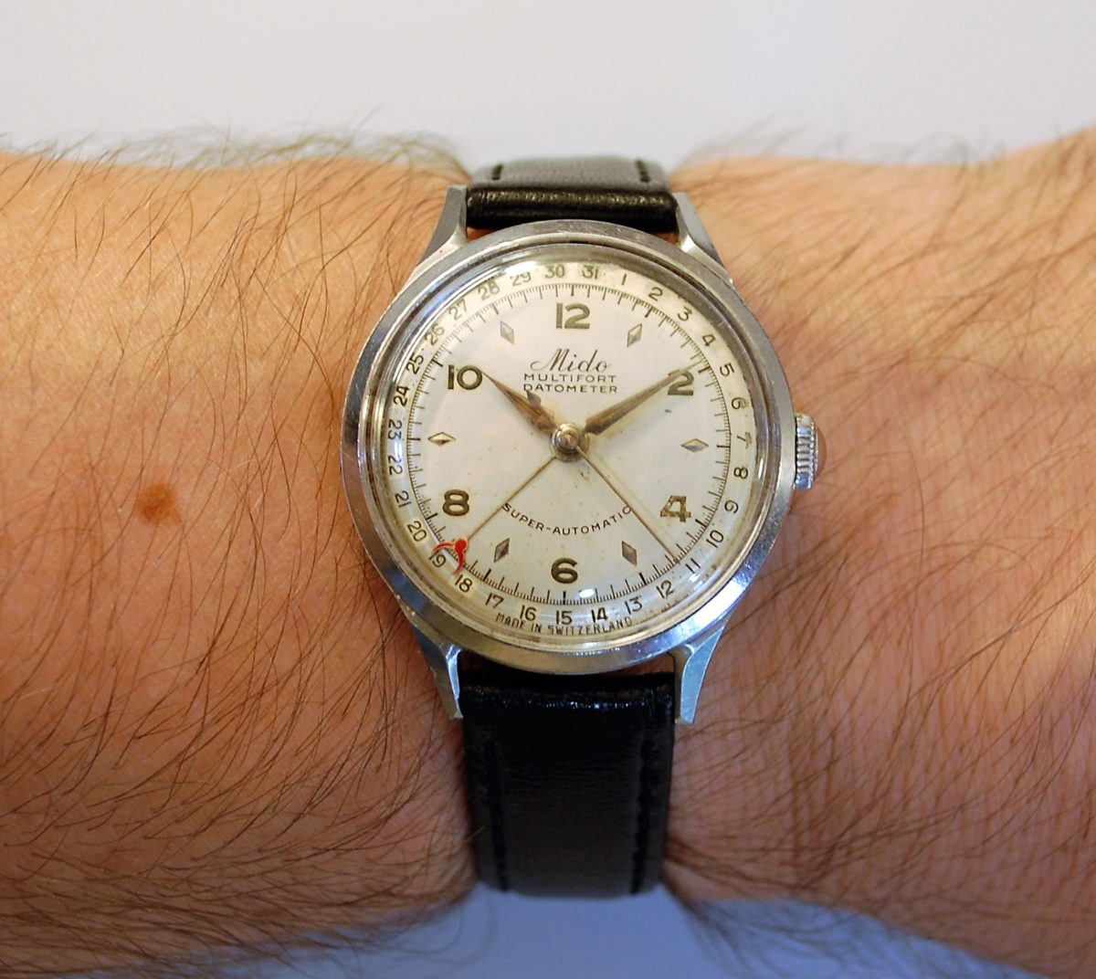 SOLD 1953 Mido Multifort Datometer bumper automatic - Birth Year Watches
