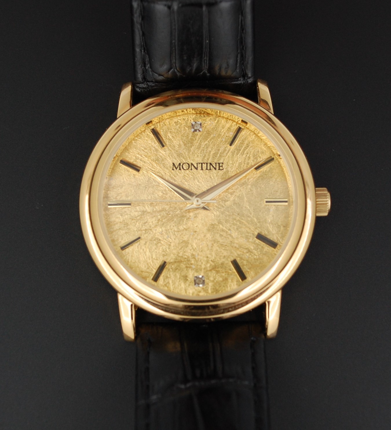SOLD c2015 Montine 24k Gold Leaf and diamonds dial - Birth Year Watches